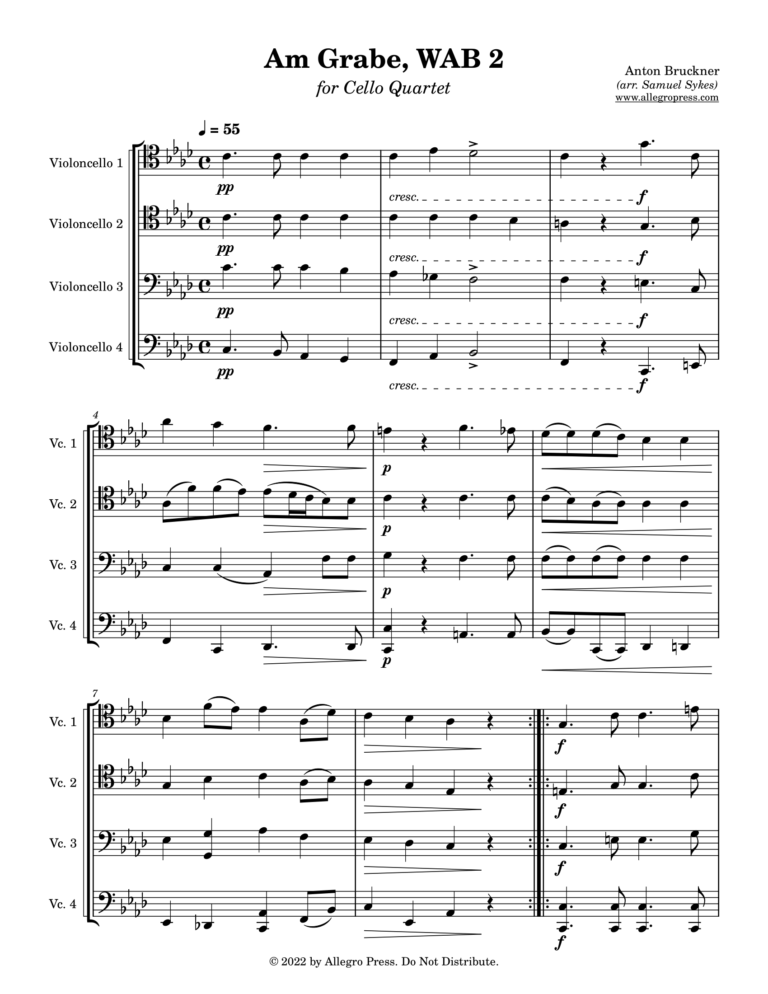 Allegro Press | Cello Ensemble Sheet Music