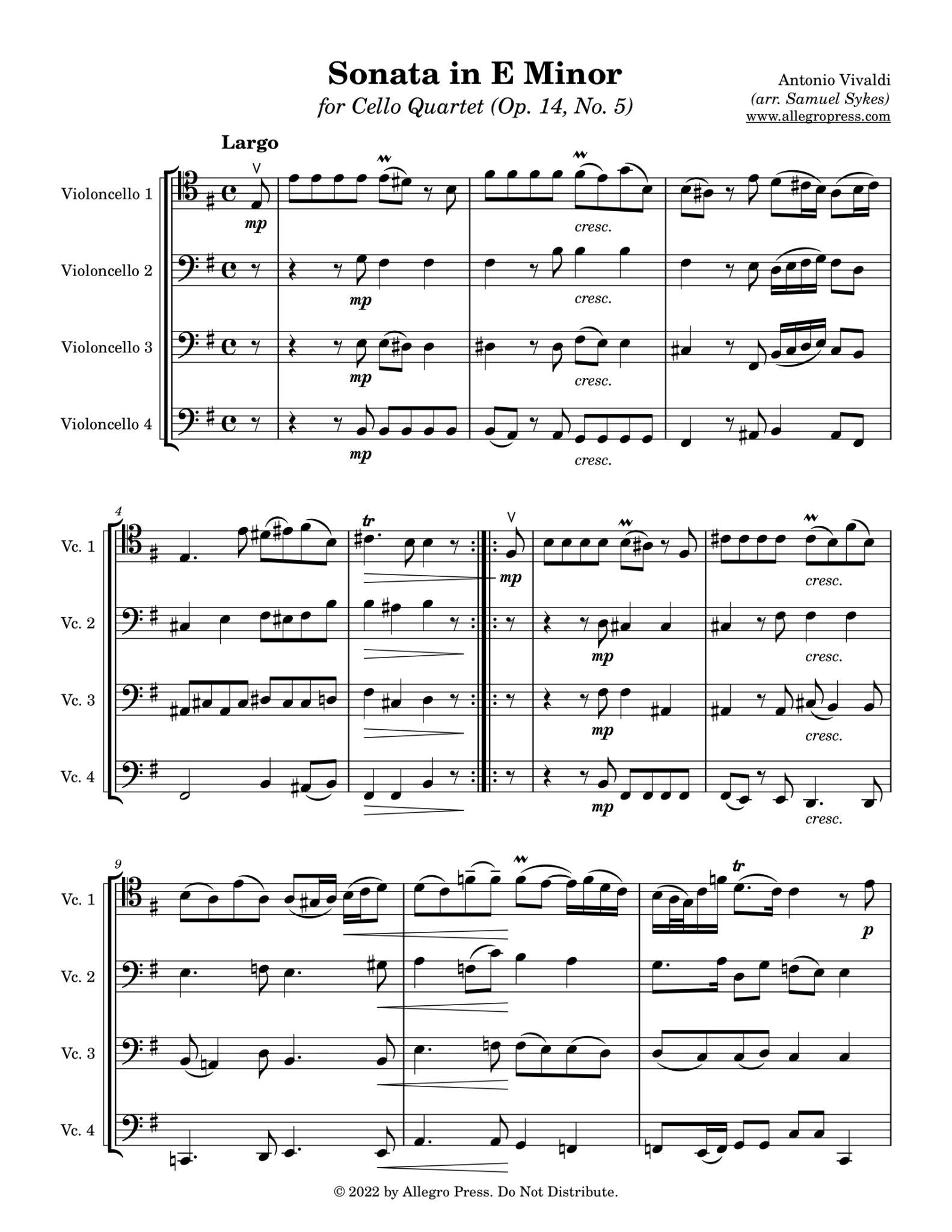 Allegro Press | Cello Ensemble Sheet Music